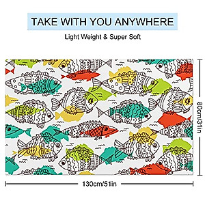 My Little Nest Bath Towels Soft Absorbent Bathroom Towel Sea Fish Colorful Quick Dry Bath Towel Large Shower Towels Lightweight Hand Towels 31" x 51"