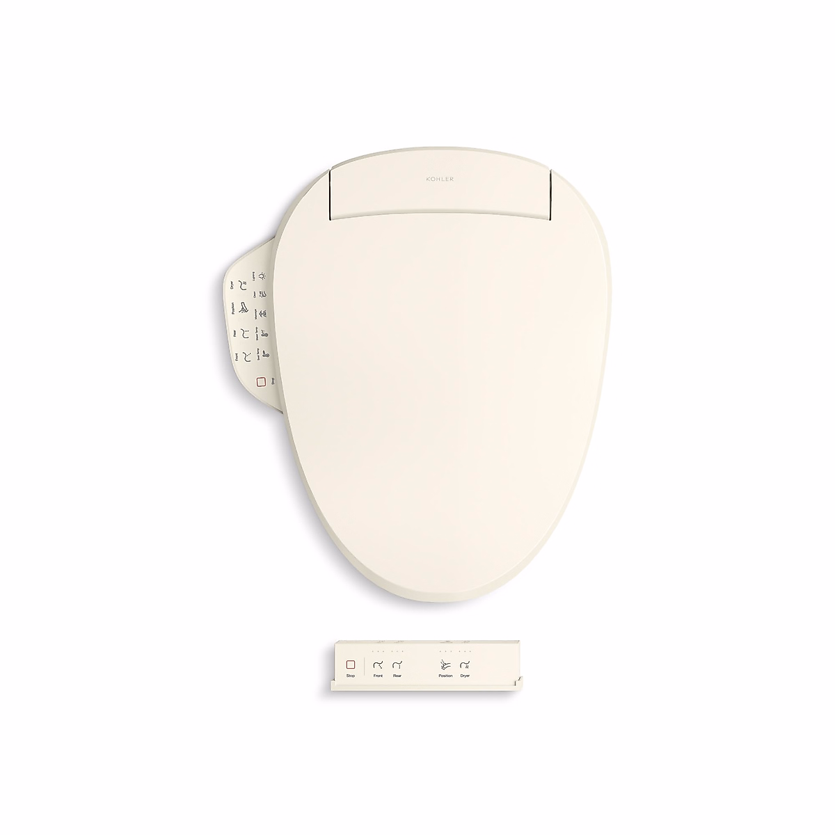 KOHLER 28229-96 K-28229-96 PureWash E725 Elongated Bidet Toilet Seat with Remote Control, Biscuit