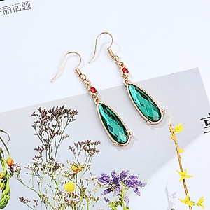 Howl's Green Crystal Drop Earrings Cosplay, Anime Costume Pendant Dangle Earrings, Green Water Drop Ear Accessories Gifts