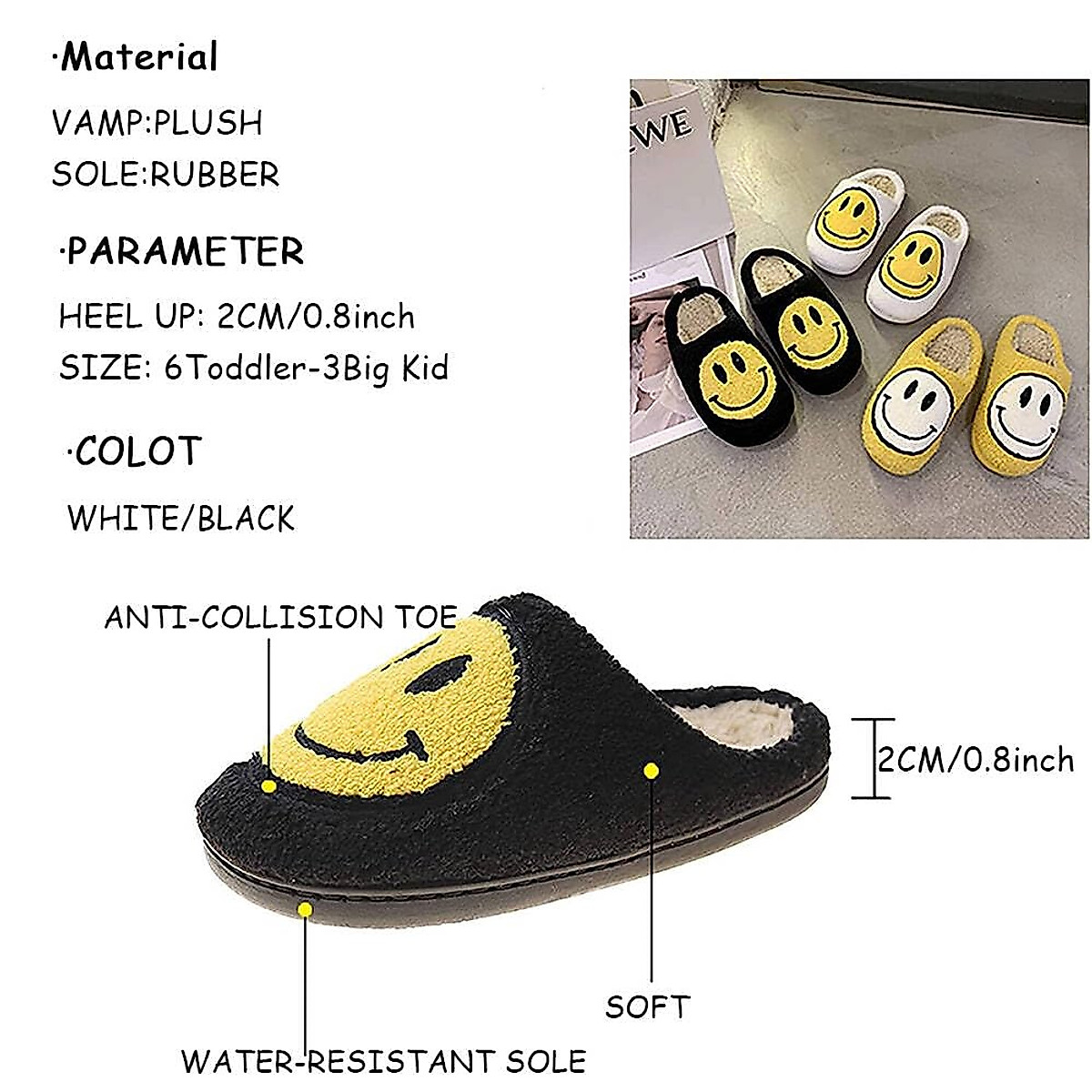 YJJY Kids Smile Face Slippers Girls Slippers for Kids Boys Soft Lightweight Cozy Indoor and Outdoor