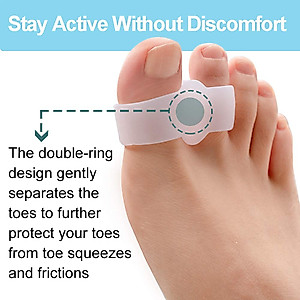 Welnove Pack of 12 Bunion Corrector, Toe Separators with 2 Loops, Big Toe Spacer Suitable for Bunion and Overlap Toe (White)