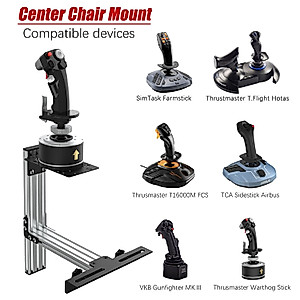 EG STARTS Flight Sim Chair Mounts Center Joystick Chair Mount T-Flight Hotas 4 & Warthog Flight Stick & T16000M FCS & TCA Sidestick Airbus Edition & VKB Gunfighter pro MK 3 Stick