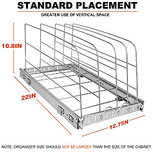 Slide Out Cutting Board for Cookie Sheet, Bakeware, and Tray, Pull-Out Organizer Kitchen Pantry Cabinet Organizer - 12.5" W x 21" D - Chrome Finish