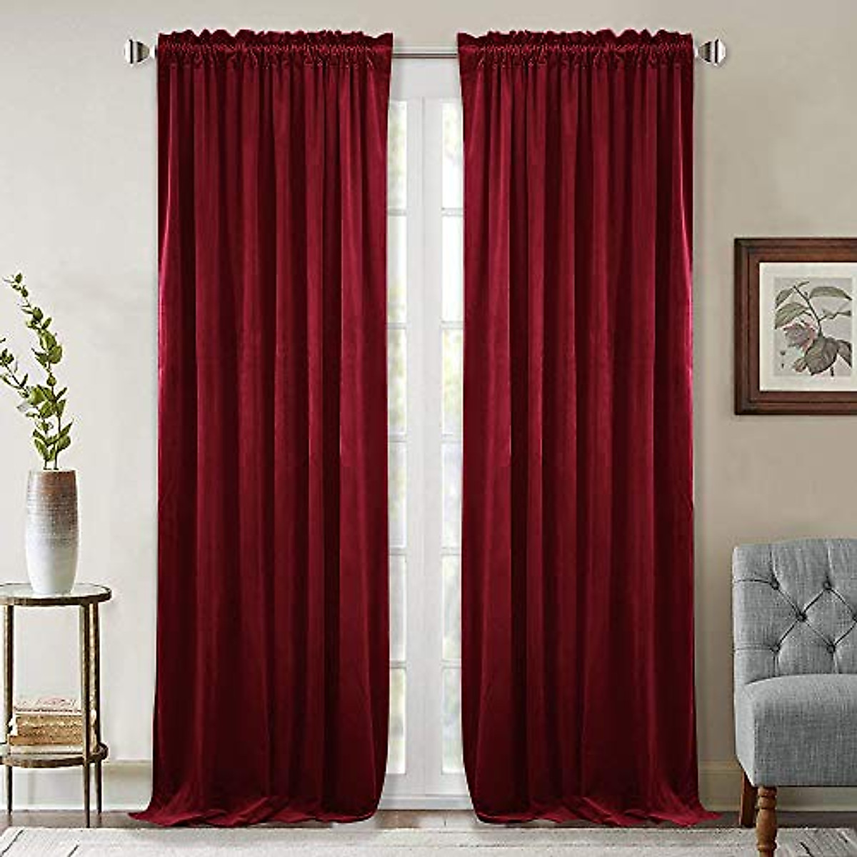 StangH Red Velvet Curtains & Outdoor Waterproof Blackout Curtains