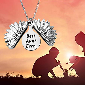 BEKECH Aunt Gift Best Aunt Ever Sunflower Necklace Aunt Appreciation Jewelry Mother’s Day Gift for Aunt from Niece Nephew Auntie to Be Gift (best aunt ever)