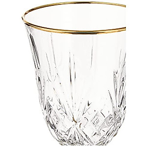 Lorren Home Trends Siena Collection Crystal Red Wine Glass with Gold Band Design, Set of 4, 7.5 fluid ounces