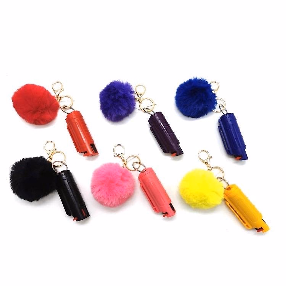 Strong Pepper Spray Keychain with Quick Release – Pepper Spray Max Strength Finger Grip for More Accurate and Faster Aim 10-Foot (3M) Range - French Pink - Set of 6 - Without Key, Light Blue