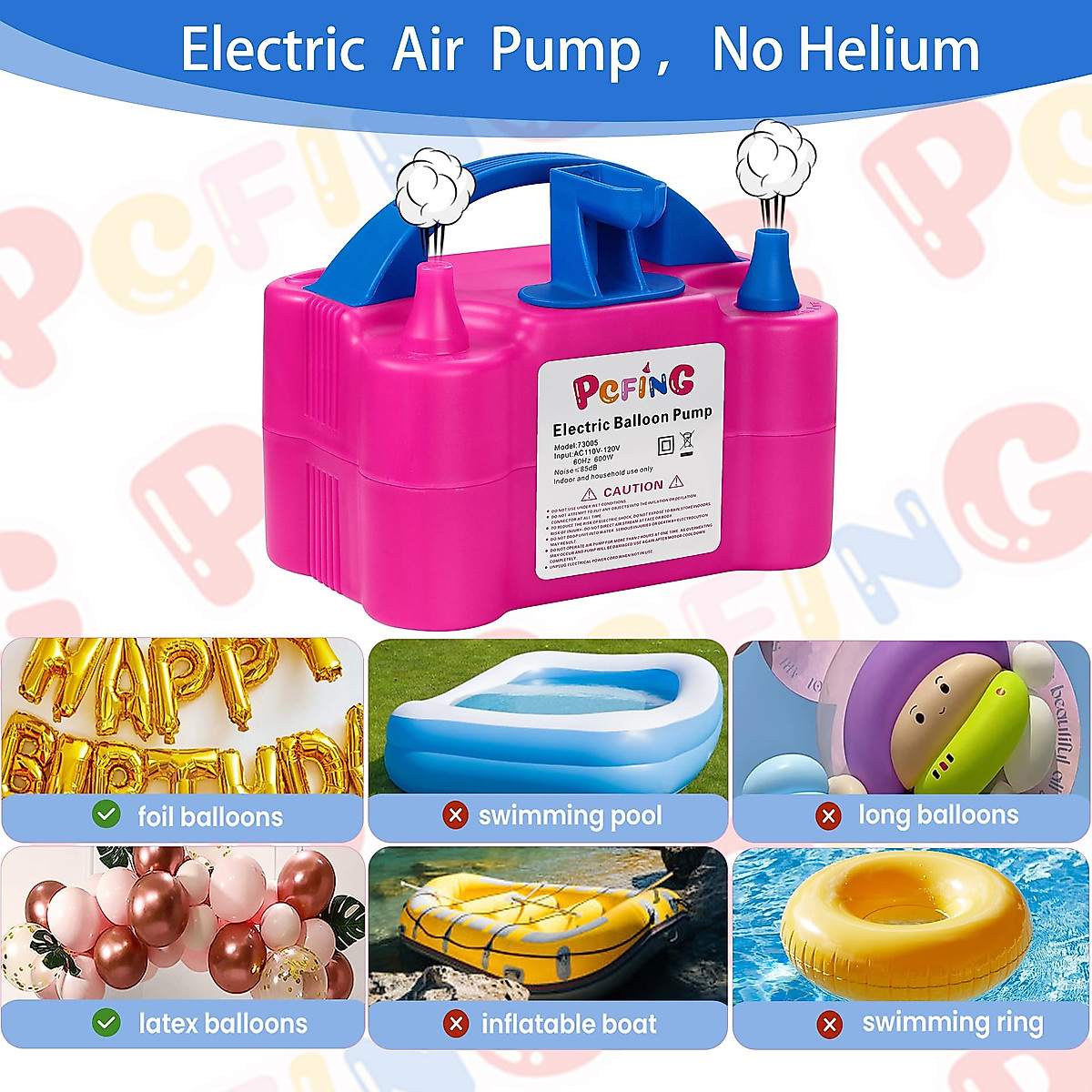 PCFING Electric Air Balloon Pump and Balloon Tying Tool in One,110V 600W Portable Dual Nozzles Electric Balloon Inflator for Party with Extra Accessories
