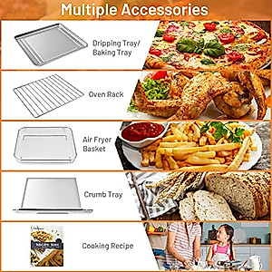 MEDIMALL 21.5 QT Air Fryer Toaster Oven, 7-in-1 Air Fryer Oven Combo w/ Timer, Auto Shut-off, Accessories Recipe, Stainless Steel Convection Countertop Oven for Bake, Broil, Toast, Reheat, Fry