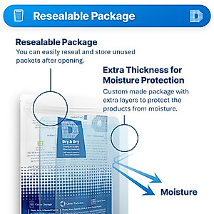 Dry & Dry 50 Gram[6 Packets] Silica Gel Packets Desiccant Packs Silica Gel Packs Silica Packets - Rechargeable Silica Packets, Moisture Absorbers, Silica Gel