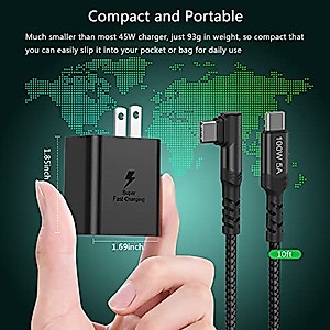 45W USB C Super Fast Charger, Pofesun USB C Wall Charger Super Fast Charging Block for Samsung Galaxy S23 Ultra/S23/S23+/S22 Ultra/S22+/Note 20/S20/S21,Galaxy Tab S7+/S8+,with 10ft 100W Cable-Black