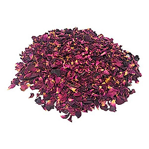 Red Rose Petals - Pure, All Natural & Edible Rose Petals - Dried Flower Petals for Herbal Tea, Decoration, Rose Sprinkles, Topping on Cupcakes, Desserts - Net Weight: 0.35oz/10g