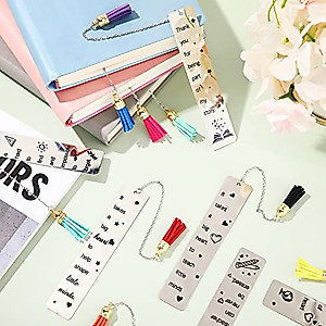 10 Pieces Teacher Bookmark Teachers Appreciation Gift for Back to School First Day of School Teachers Day Graduation Book Page Marker with Pendant for Teacher of Preschool High School