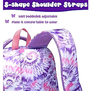 BLUEFAIRY Kids Backpack for Girls Elementary Primary Middle School Bags for Teens Childs Tie Dye Bookbags Cute Durable Travel Gifts Morrales Mochilas para Niñas de 4 5 6 7 8 9 Nños 17 Inch (Purple)