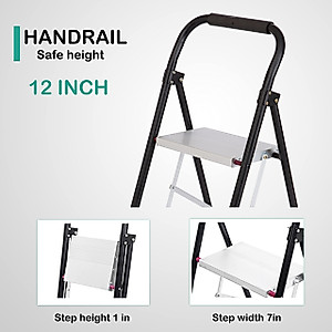 LEADALLWAY Hand Truck 2 Step Ladder Multifunction 2-in-1 Collapsible Dolly