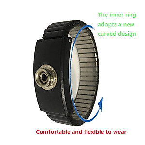 Metal Anti Static Wrist Strap Adjustable Length Silicone ESD Mat Anti -Static Bracelet Computer Electronic IC Repair and Use (Black)