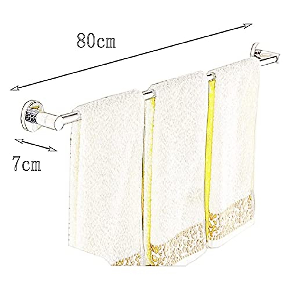 Towel BAR Rack Towel Shelfs,Bathroom Brass Towel Bar/Polished Chrome Mirror Surface/Bathroom Kitchen Towel Rack/Wall Hanging/Single Rod/Multi Size Optional/40Cm (Size : 80Cm)