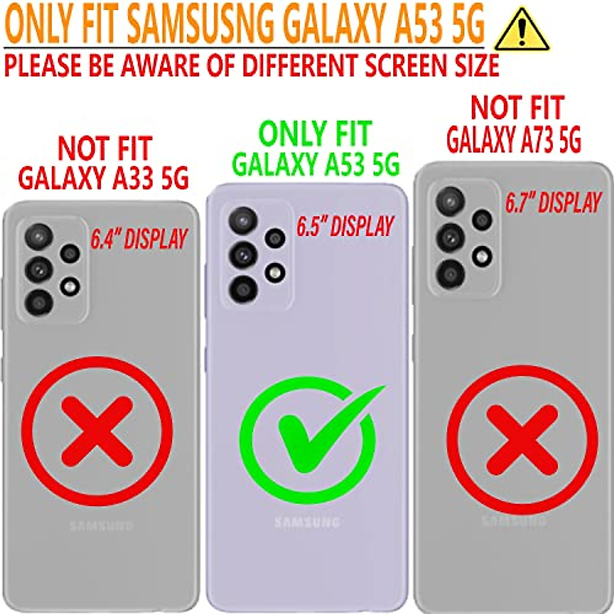 Samsung A53 5G Case, Galaxy A53 5G Case with [Tempered Glass Screen Protector Include] Circlemalls Military Grade 12 ft Drop Test Protection Shockproof with Ring Holder Kickstand Phone Cover- Black