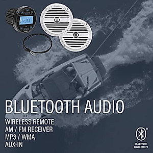 Sound Storm Laboratories SGR3.62 Weatherproof Marine Gauge Receiver and Speaker Package - IPX6 Rated Receiver, Bluetooth, USB, AM/FM Tuner, No CD Player, 6.5 Inch 2-Way Speakers x 2, Dipole Antenna
