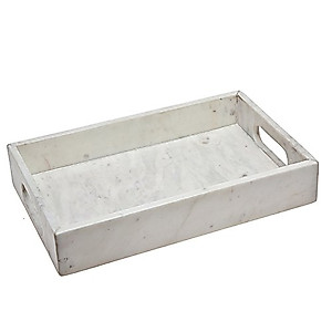 Godinger Silver Art White Marble Rect Tray 16 X 12