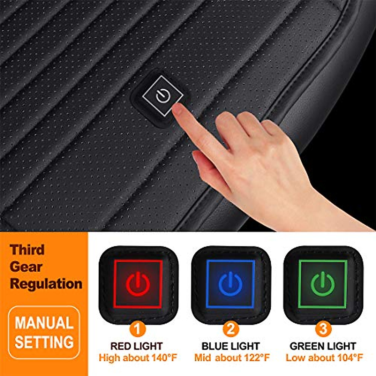 OLYDON Heated Seat Cushion with Pressure-Sensitive Switch and Overheat Protection Thermostat, with Power Adapter, Heating Pad for Office Chair, Home Etc.