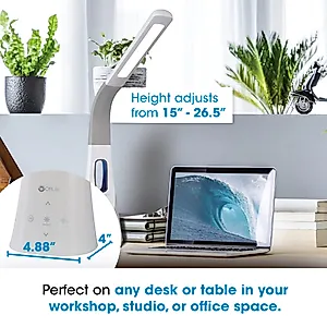 OttLite Cool Breeze LED Lamp with Bladeless Fan - 3 Speed Options & 5 Brightness Settings with Energy Efficient Natural Daylight LEDs - Desktop, Table or Nightstand Lamp for Studying or Reading