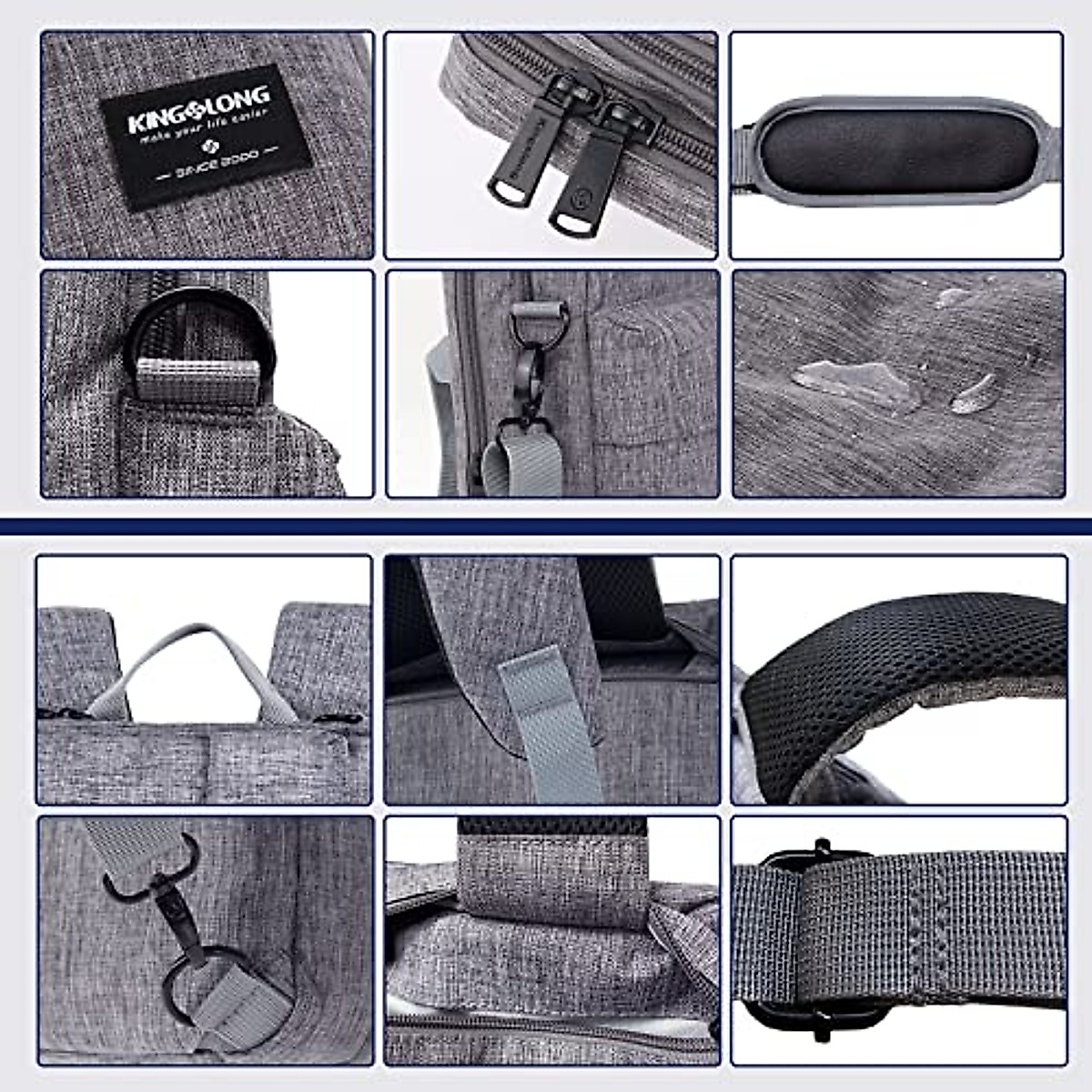 KINGSLONG 17 17.3 Inch Laptop Backpack Convertible Laptop Shoulder Messenger Bag Briefcase Handbag for Men Women, Grey