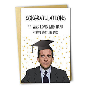 OJsensai Happy Graduation Card for Him Her, Congratulations Graduate, Michael Scott Card for Classmates, Funny Gifts for Graduate