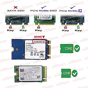 Willhom M.2 NVMe SSD Convert Adapter Card Upgrade for MacBook Pro 13" Retina (Function Keys, Late 2016-2017) A1708