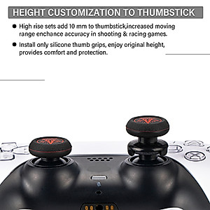 Playrealm FPS Thumbstick Extender & Printing Rubber Silicone Grip Cover 2 Sets for PS5 Dualsenese & PS4 Controller (Demon Circle)