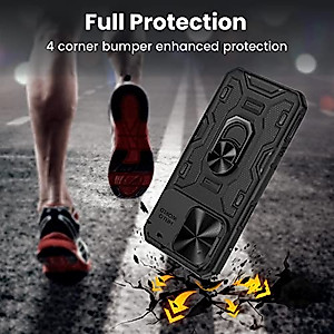 VEGO for iPhone 14 Pro Max Case, iPhone 14 Pro Max Kickstand Case with Slide Camera Cover Built-in 360° Rotate Ring Stand Magnetic Shockproof Phone Cover Case for iPhone 14 Pro Max 6.7" 2022 - Black