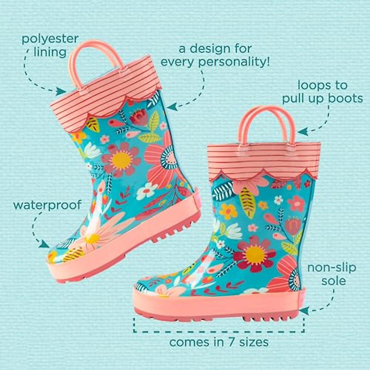Stephen Joseph boys Stephen Joseph Boots Girls Rain Accessory, Mermaid, 10 US
