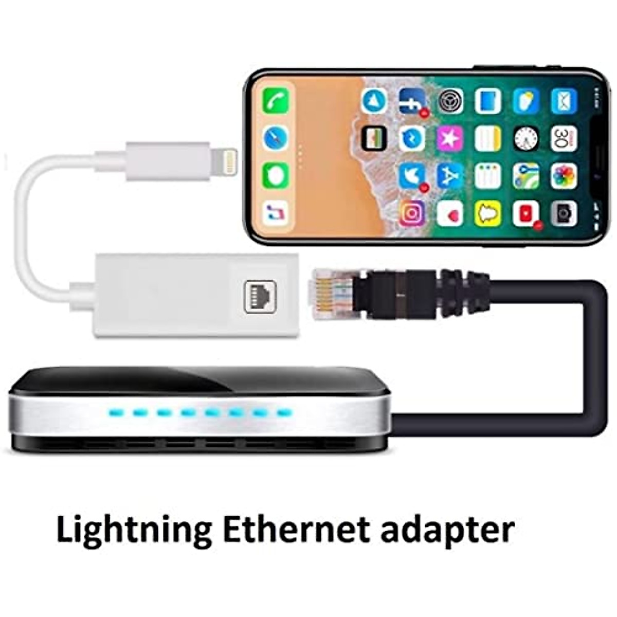 [Apple MFi Certified] Lightning to Ethernet Adapter,RJ45 Ethernet LAN Network Adapter Cable with 8 Pin Connector Compatible with iPhone 13/12/11/XS/XR/X/8/7/iPad/iPod, Plug and Play, Supports 100Mbps