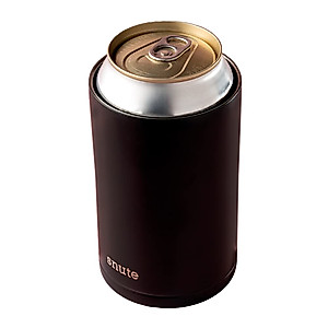 Snute Standard Can Cooler for Beer, Soda, Sparkling Water | Vacuum Insulated Stainless Steel Drink Sleeve Holder for 12oz Regular Cans (Black)