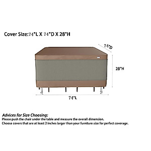 Garden Balsam Waterproof Square Patio Table and Chair Cover Beige 74" L X 74" D X 28" H Outdoor General Purpose Furniture Covers Patio Furniture Set Cover