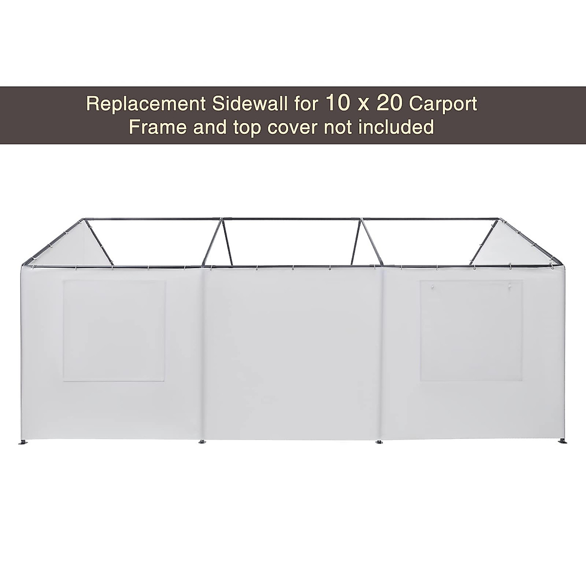 Gardesol Carport Replacement Sidewall, Replacement Sidewall Tarp for 10' x 20' Carport Frame, 180G Waterproof & UV Protected Replacement Sidewall Cover, White, Top Cover and Frame Not Included