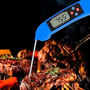 cdar Instant Read Meat Thermometer for Cooking, Thermometer with Backlight, Magnet, Calibration, and Foldable Probe for Deep Fry, BBQ, Grill A