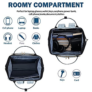 EMPSIGN Laptop Backpack for Women 17 Inch Travel Backpack, Large Capacity 40L Compuer Quilted Backpack Purse, Waterproof Stylish Business College Backpack with USB Port, Quilted Blue