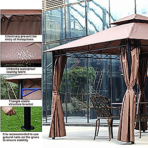 10' X 10' Gazebo Canopy Tent Outdoor Gazebo for Patios with Sidewall and Fabric,Large Party Tent,Metal Frame Water Resistant Wedding Tent,UV Block Sun Shade for Garden Backyard Lawns Deck,Brown