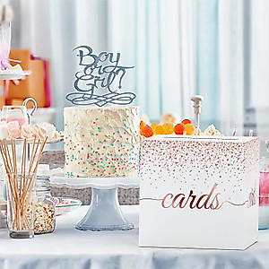 Rose Gold Cards Box, Cards Receiving Box For Birthday, Wedding, Bridal or Baby Shower, Graduation, Anniversaries,Engagement Party Decorations Supplies Money Box White and Rose Gold Box