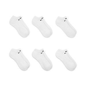 Nike Everyday Cushion No Show Socks, White/Black, Medium, Unisex, Pack of 6