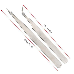 HEEPDD Tweezers, 4PCS Serger Tweezers with Serrated Tips Serrated Bent Tweezers Tips Stainless Steel Straight Tweezer Tip Curved Anti Static Tweezers Sewing Machine Accessory