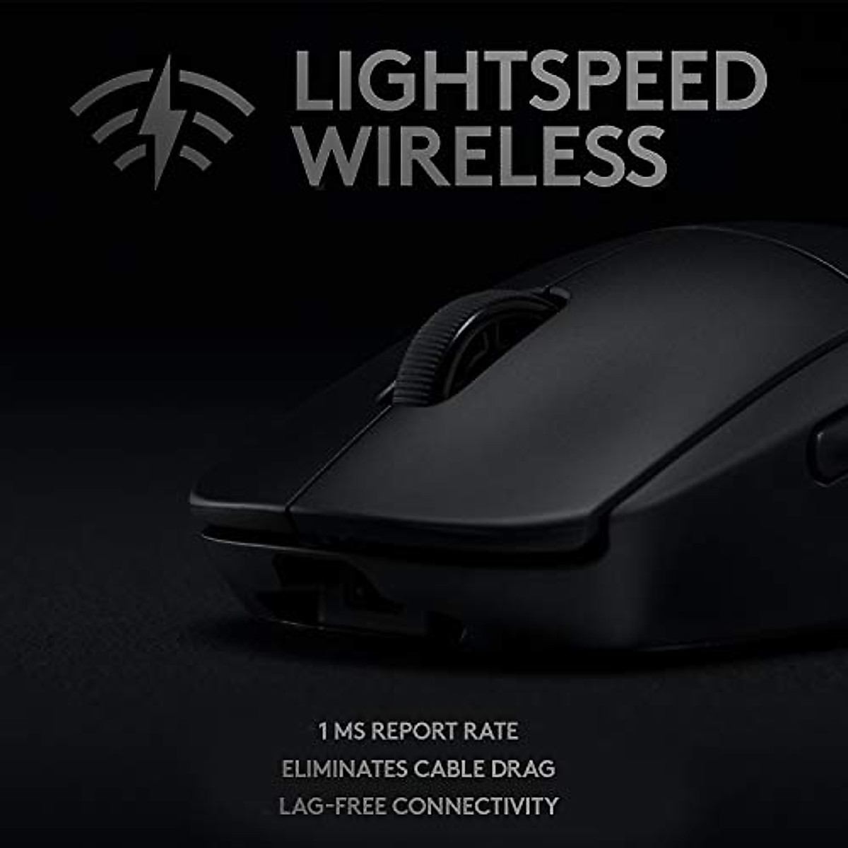 Logitech G PRO Wireless Gaming Mouse, Hero 16K Sensor, 16,000 DPI, RGB, Ultra Lightweight, 4 to 8 Programmable Buttons, Long Battery Life, On-Board Memory, Built for Esport, PC / Mac - Black