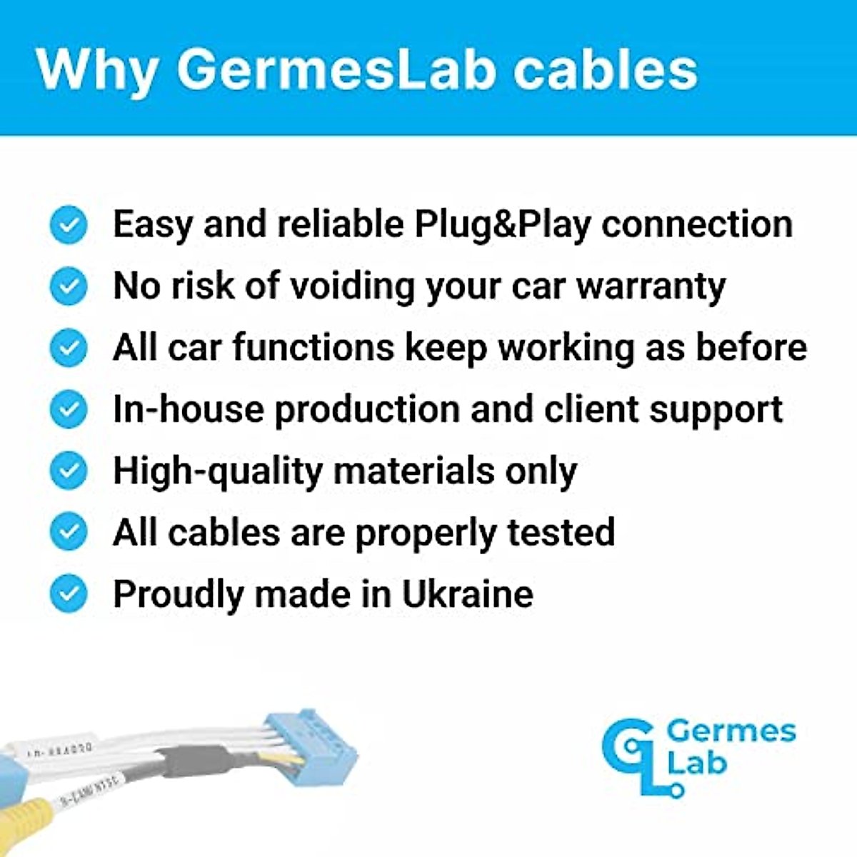 Germes Lab. Car Backup Reverse Rear View Camera Connection Cable Compatible with 2, 3, 5, 6, CX-5, CX-7, CX-9 NB1