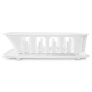 JOEY'Z Extra Large Heavy Duty Sturdy Hard Plastic Sink Set with Dish Rack with Attached Drainboard Cup Holders for Home Kitchen Counter Top Organizer - White (18 3/4" L x 13 3/4" W x 5 1/2")