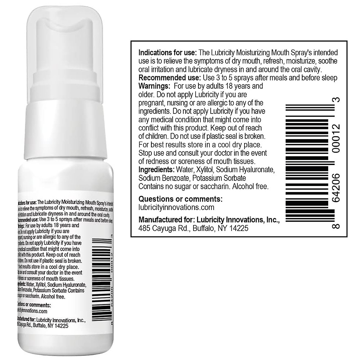 Lubricity Dry Mouth Oral Spray - 2 Piece Dry Mouth Products for Efficient Relief, Travel-Size Dry Mouth Spray, Mouth Moisturizer for Dry Mouth, Dry Mouth Remedies - 0.5 oz Each with Ilios Travel Cup