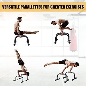 AmazeFan Parallettes Bars, Push Up Bars Strength Training for Handstands, Full Planche & Dips, Calisthenic, Gymnastic, [16.6x10x10in] Push Up Stands Handle for Floor Workouts Calisthenics Equipment