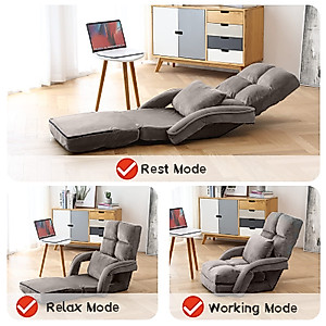 FLOGUOR Indoor Chaise Lounge Sofa Floor Chair with Back Support for Adults Folding Lazy Sofa with Armrests and Pillow Gaming Chairs 8808CO