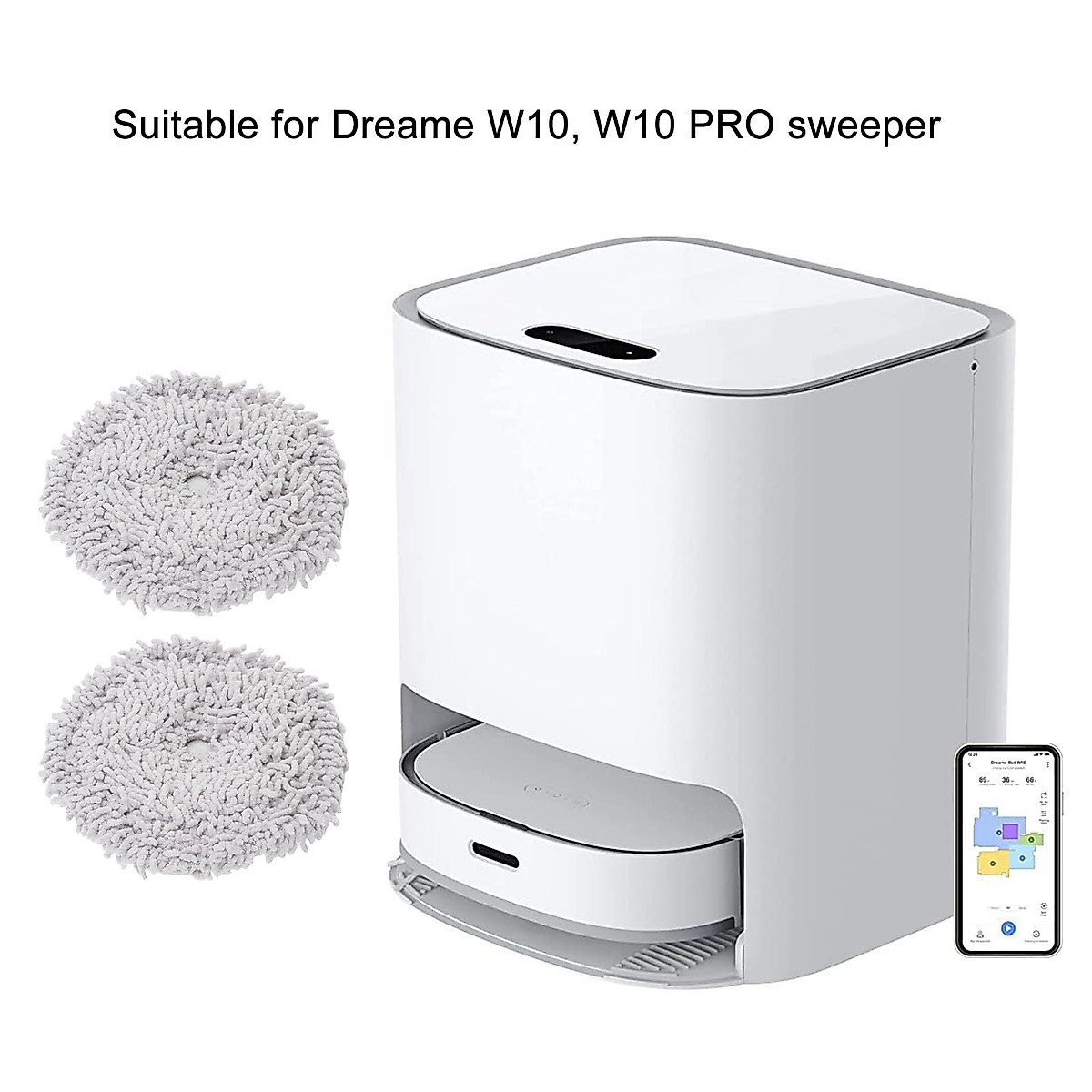 HEEPDD 2Pcs Sweeping Mopping Pads, Wet Mopping Pads Mop Pads Robot Vacuum Cleaner Parts for Dreame W10 W10 PRO Replacement Accessories