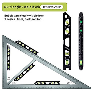 Torpedo Level, Magnetic Conduit Level with 4 Vials, V-Groove and Magnet Track,Aluminum Alloy Construction, High Viz Black (9 inch)